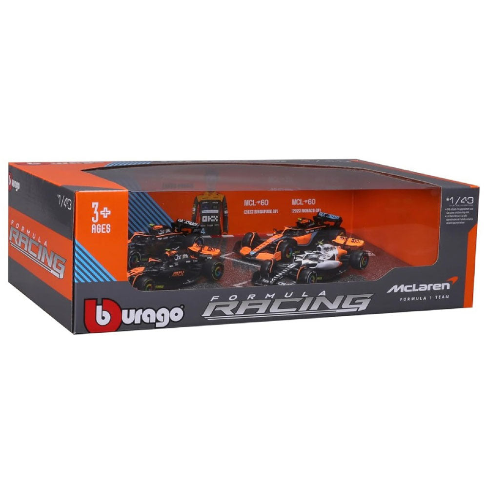 Burago 1:43 Mclaren F1 Lando Norris #4 Highlights 4 Car Model Set – Pitwalk